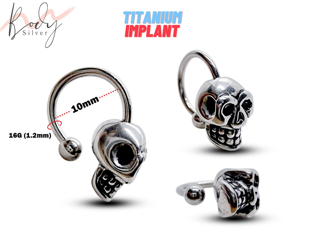 Titanium Skull Circular Barbell Nose Septum Ring 16g - Etsy