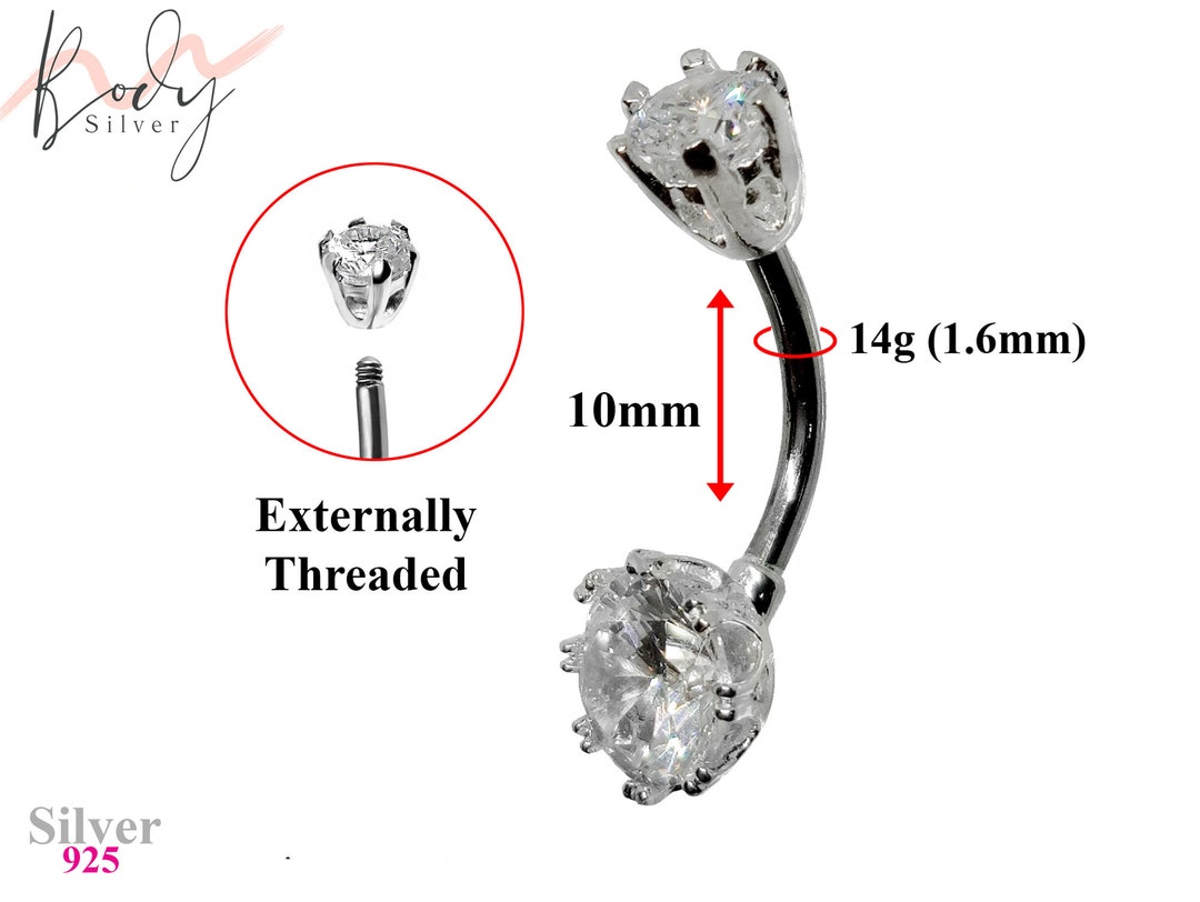 Cute Round Belly Bar, Belly Rings With Center Crystals Designer Belly ...