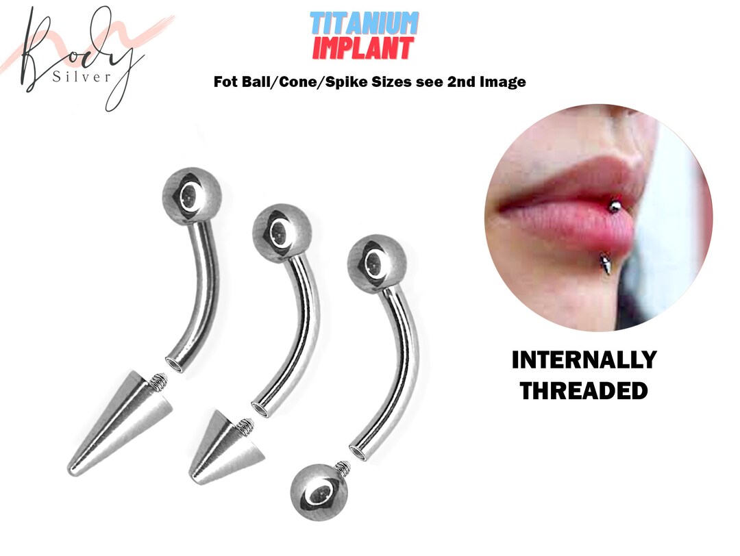 Titanium Spike Vertical Labret Piercing Jewelry 16G 14G Internally ...