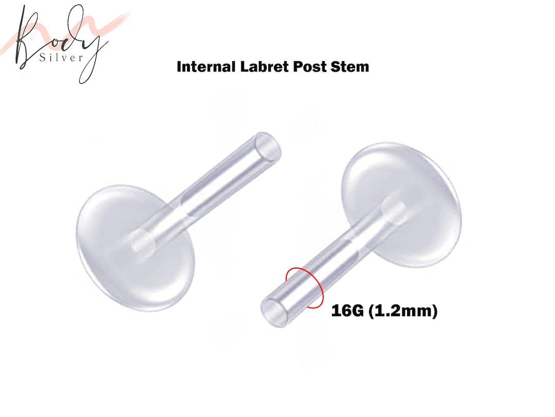 Bioflex Labret Internal Replacement Post Retainer 16g Clear Flexible ...