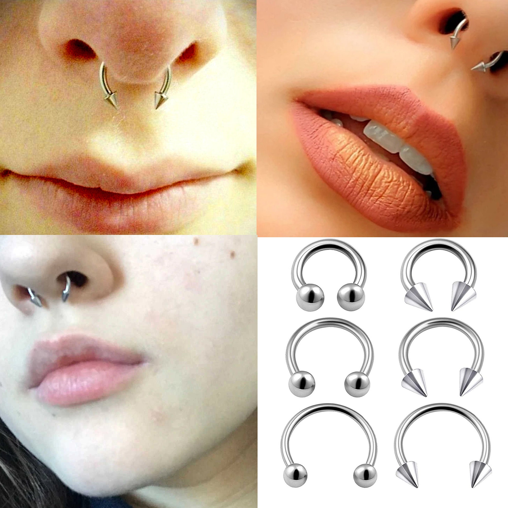 Spike Lip Piercing Nose Ring CBB Choose Cone / Spike Size - Etsy