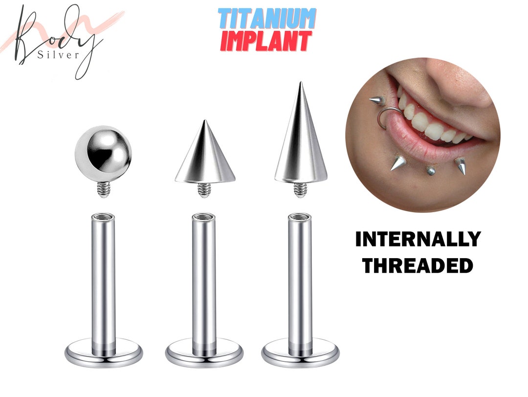 Titanium Spike Labret Stud, Lip Piercing Internally Threaded Flat Back ...