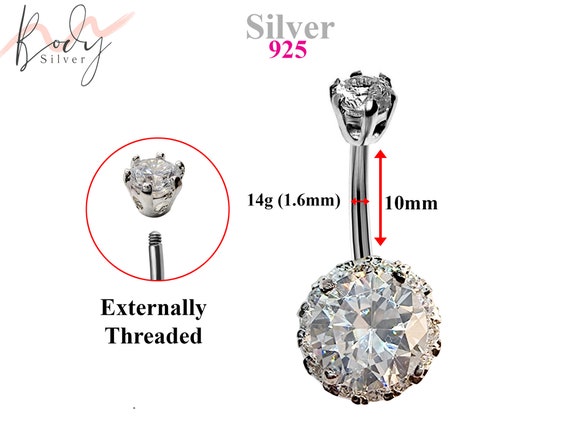 Silver Belly Button Piercing Belly Bars Round Belly Ring - Etsy