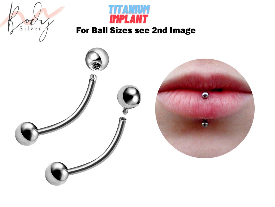 Titanium Lip Ring Vertical Labret Piercing Internal / External 18g 16g 14g Lip Piercing Curved ...