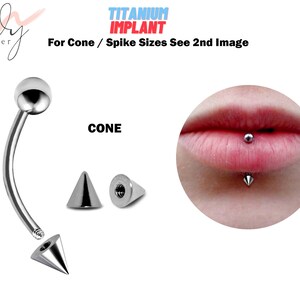 Titanium Cone / Spike Lip Ring Vertical Labret Piercing 18g 16g 14g ...