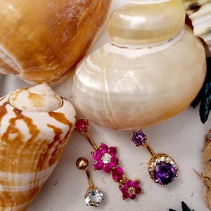 Round Reverse Loop 14K Gold Belly Button Rings Made of 4 Moving Parts ...