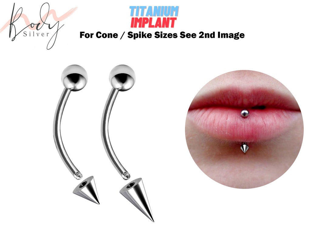 Titanium Cone / Spike Lip Ring Vertical Labret Piercing 18g 16g 14g ...