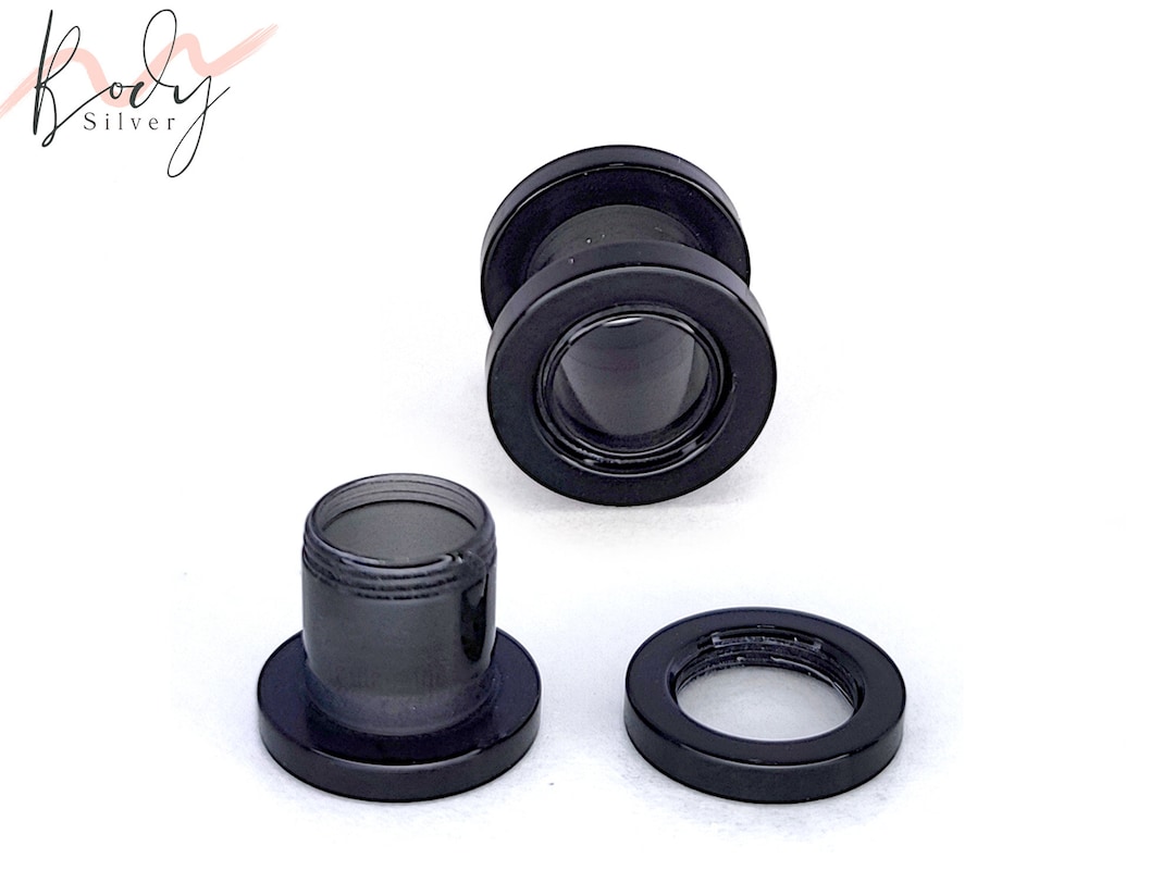 Flesh Tunnel Acrylic UV Transparent Black Ear Plugs, Ear Gauges for Ear ...