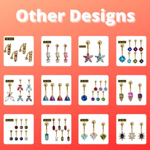 Round Reverse Loop 14K Gold Belly Button Rings Made of 4 Moving Parts ...