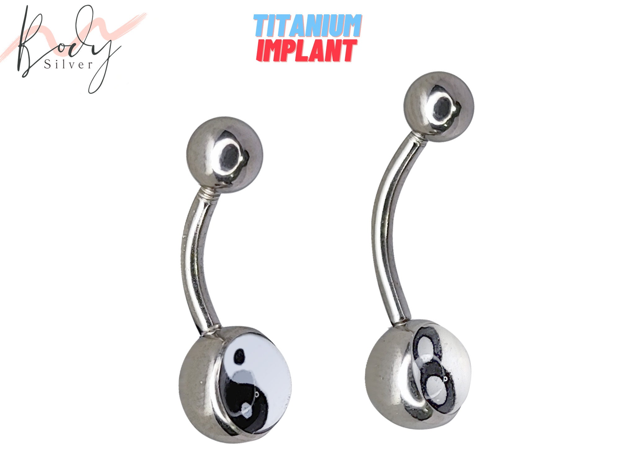 Yin Yang Belly Bar 8 Symbol Round Belly Ring Titanium 14G - Etsy