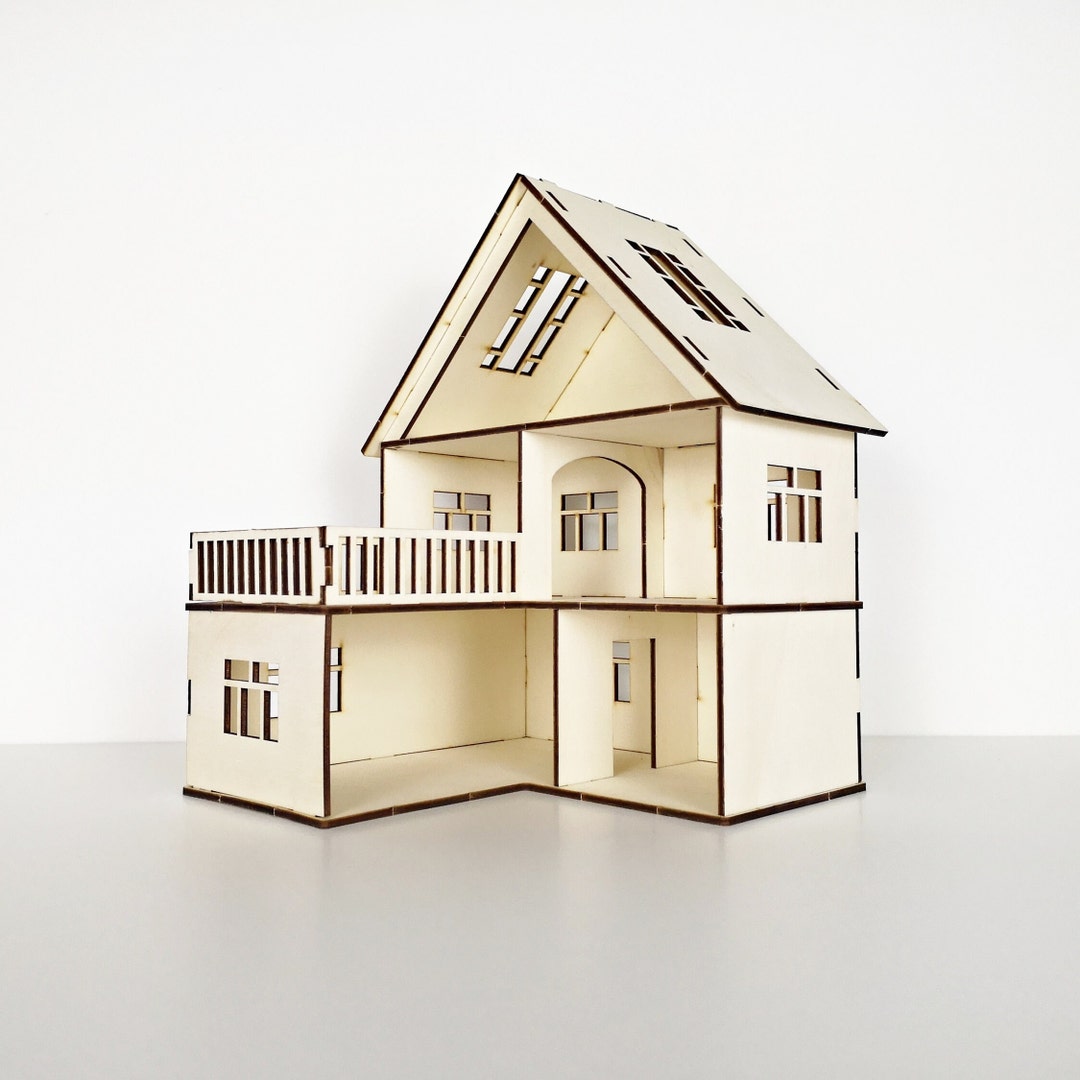 Model House Kit, Doll House Kit, Laser Cut Wooden Kit, Two Storey Doll ...