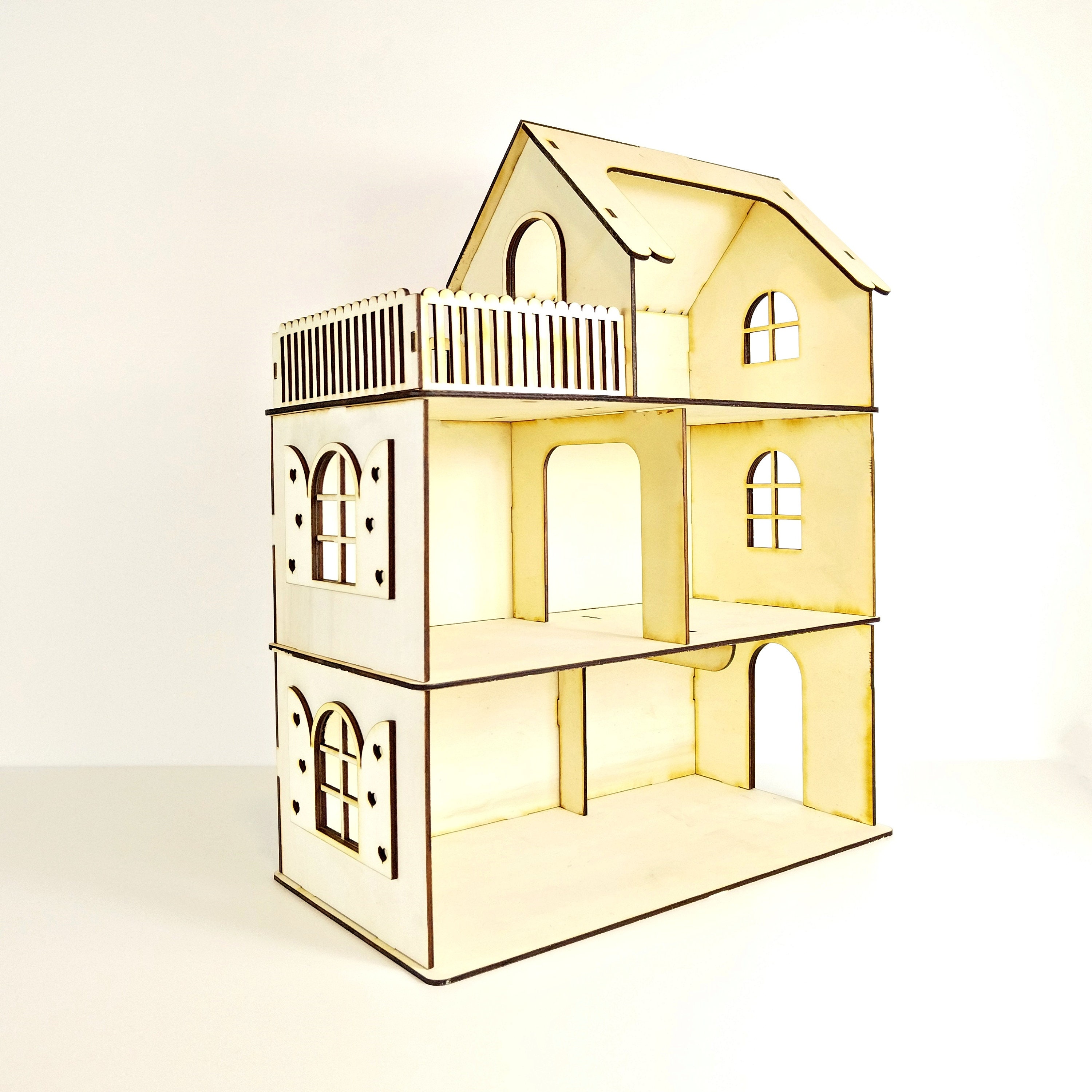 Model House Kit, Doll House Kit, Laser Cut Wooden Kit, UV Printed, Two ...