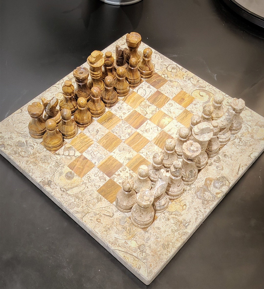 Mini Chess 8x8 Inch, Marble Chess Set With Hand Carved Marble Board and ...