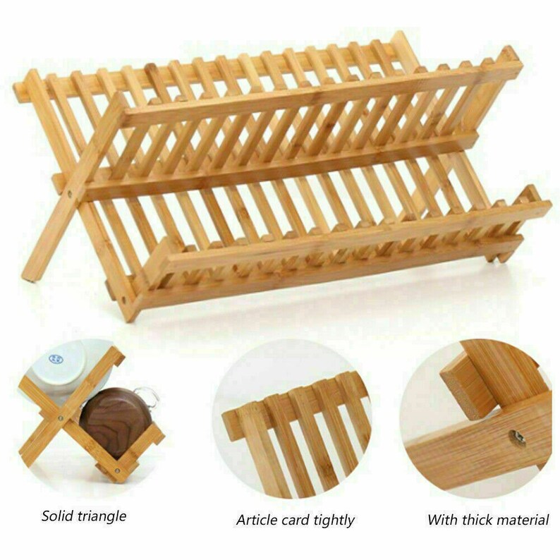 Bamboo Wood Dish Drainer Dinner Plates Rack Stand Cutlery - Etsy UK