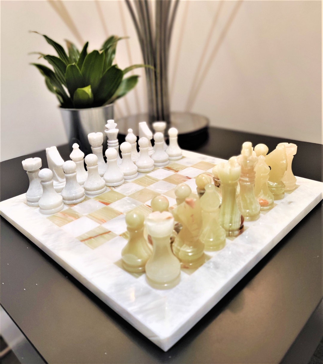 Chess, Marble Chess Set With Hand Carved Marble Board and Rooks ...