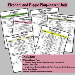 Elephant and Piggie Play-based Learning - Preschool Unit - Activity ...