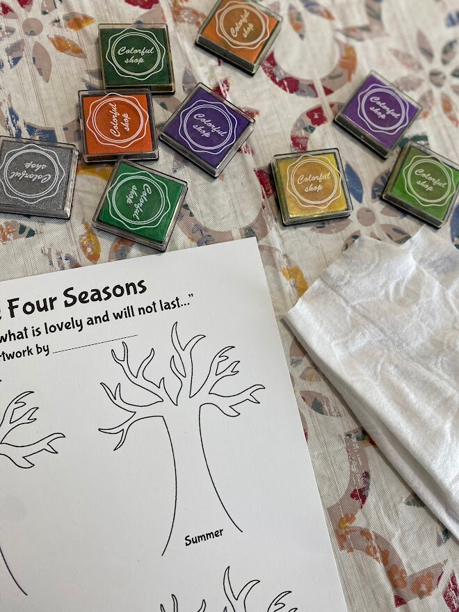 Four Seasons Tree Craft. Finger Print Kid Craft. Hands-on Education ...