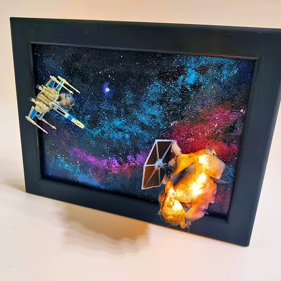 Star Wars Wall Art, Star Wars Diorama, Wall Decor, Xwing Attack, Star ...