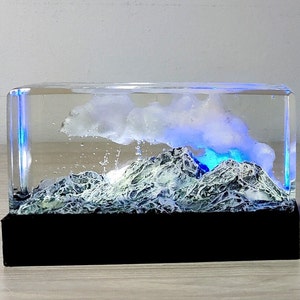 Mountains With Thunderstorm, Resin Diorama, Miniature Sculpture, Snowy ...