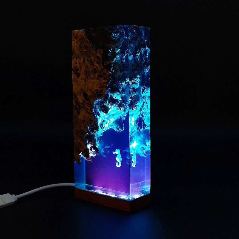 Wood Resin Lamp - Etsy