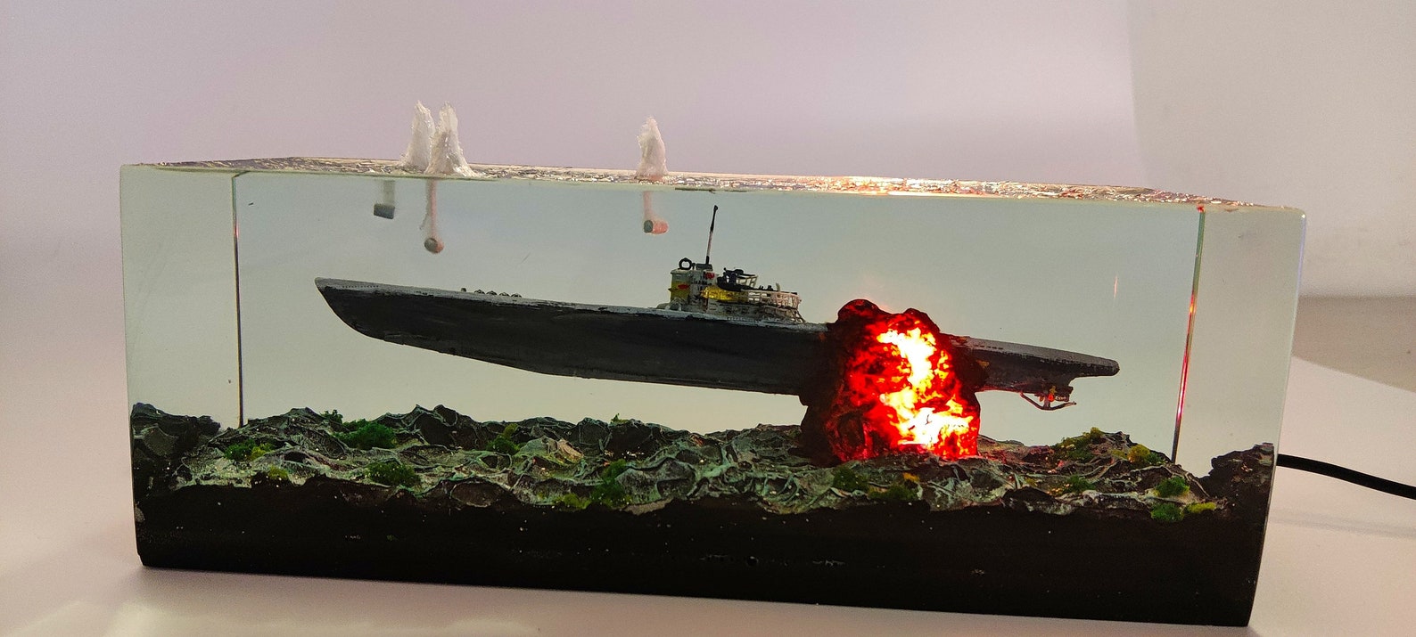 German Submarine Resin Diorama, Underwater Explosion Sculpture ...