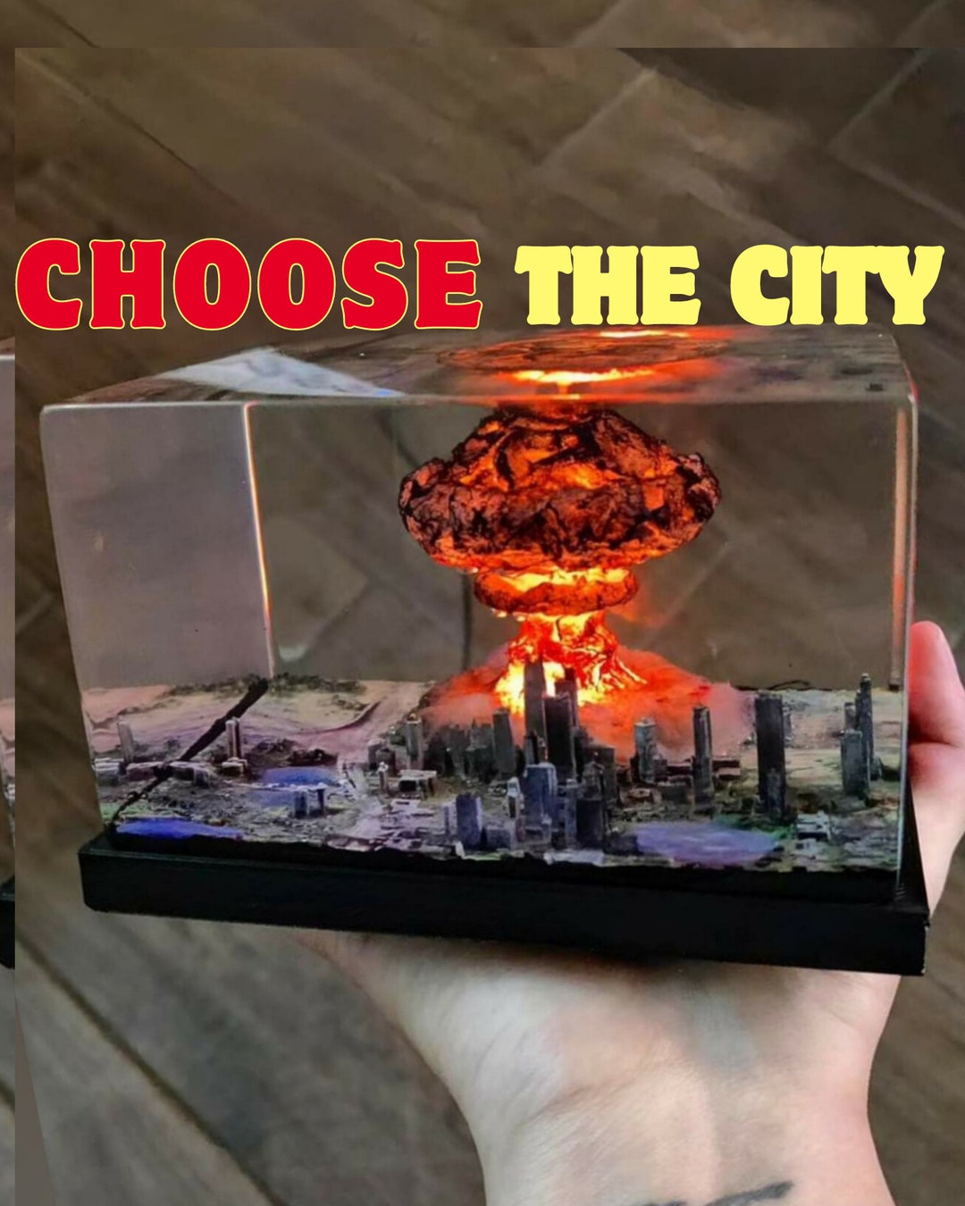 Atomic Bomb Resin Diorama Sculpture, Custom City Lamp - Etsy