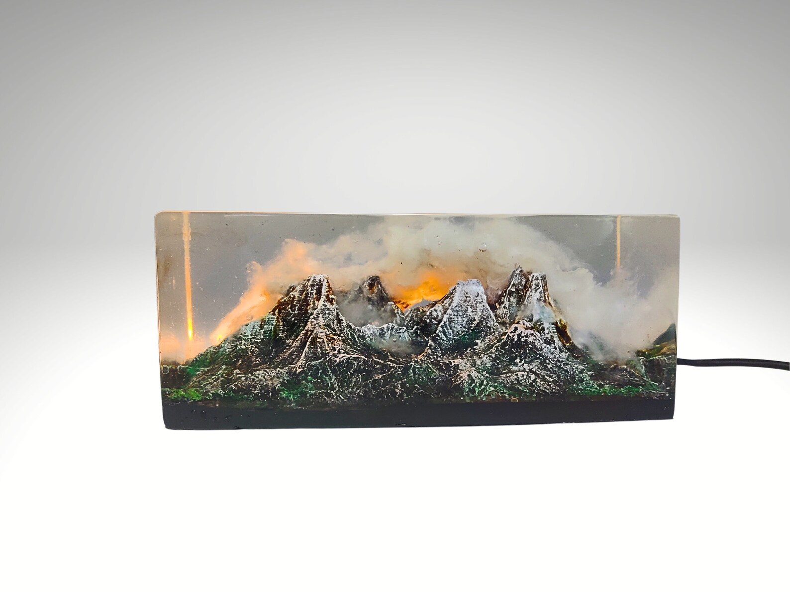 Resin Diorama, Miniature Landscape, Sunset Mountain, Hand-sculpted ...