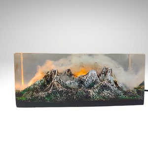 Resin Diorama, Miniature Landscape, Sunset Mountain, Hand-sculpted ...
