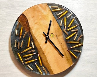 Epoxy Wood Wall Clock, Colorful Wall Art, Resin Wall Clock, Resin Wall ...