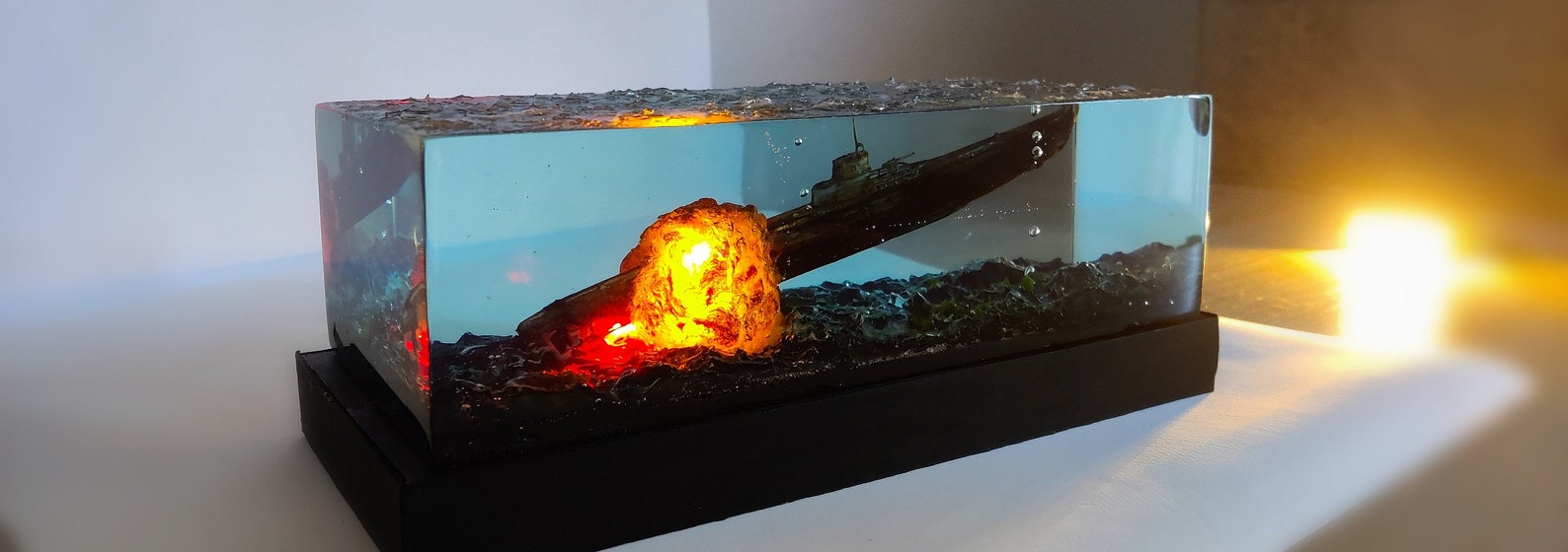 Resin Diorama, Submarine With Underwater Explosion, Resin Sculpture - Etsy