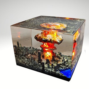 Resin Diorama, Atomic Bomb, Resin Sculpture, Epoxy Resin Art, Small ...