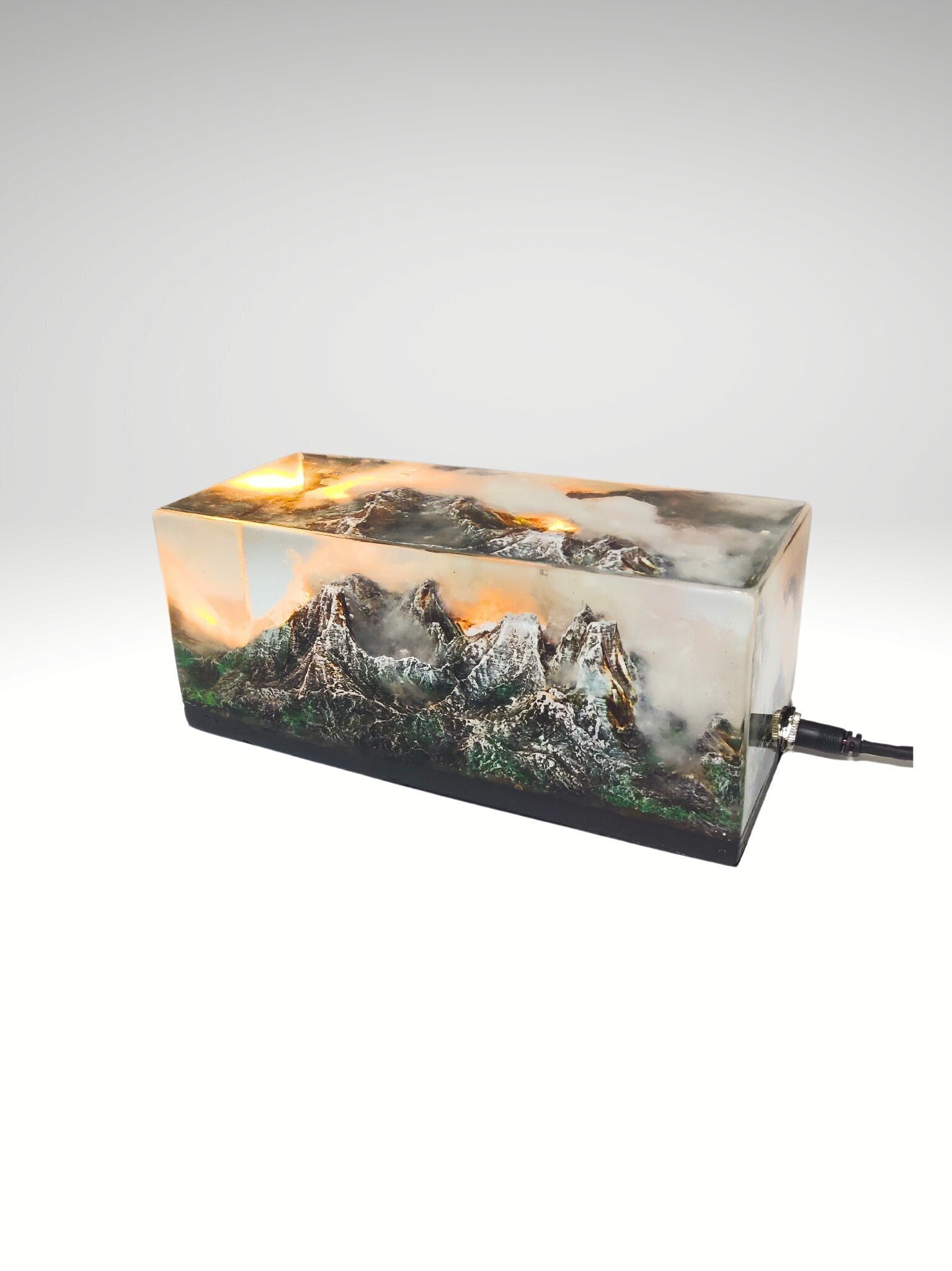 Resin Diorama, Miniature Landscape, Sunset Mountain, Hand-sculpted ...