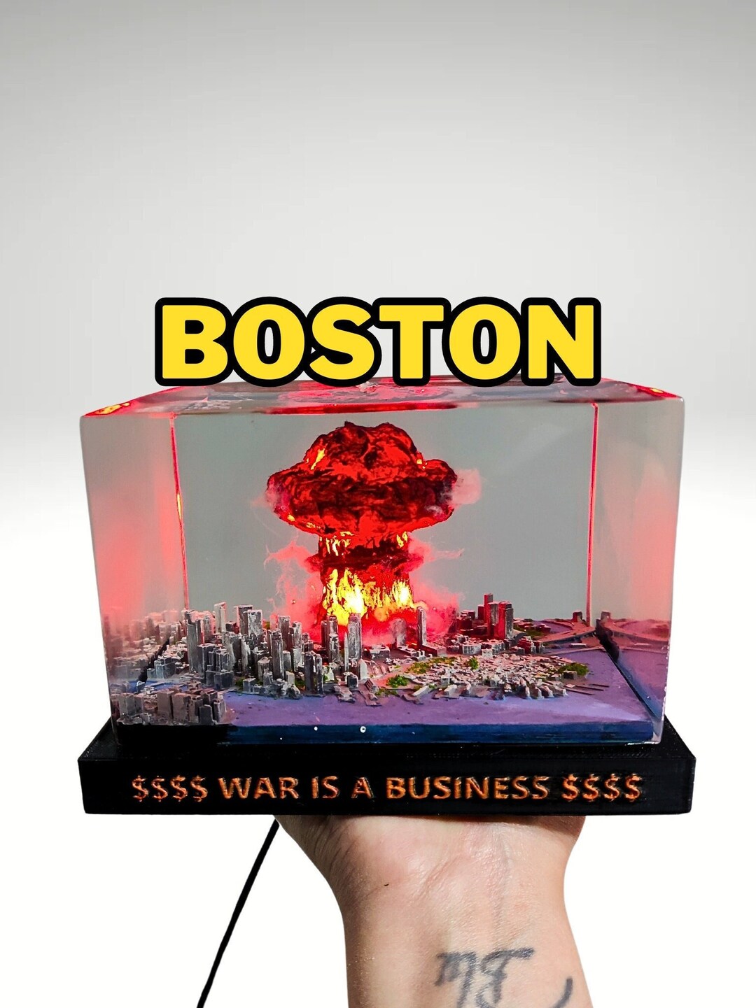 CHOOSE THE CITY, Boston, Resin Diorama, Atomic Bomb, Resin Sculpture, Epoxy Resin Art, Small ...