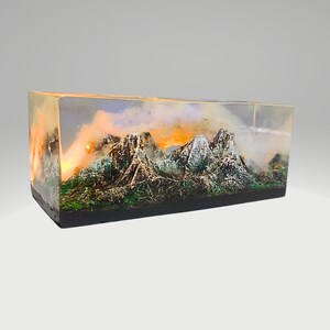 Resin Diorama, Miniature Landscape, Sunset Mountain, Hand-sculpted ...