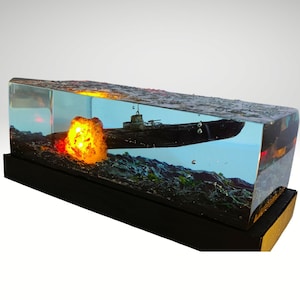 Resin Diorama, Submarine With Underwater Explosion - Etsy