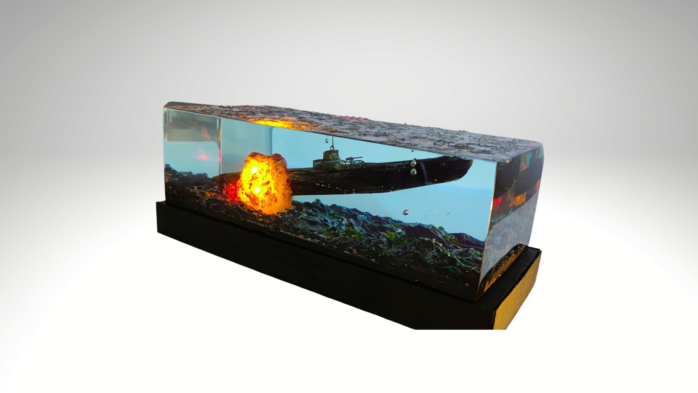 Resin Diorama, Submarine With Underwater Explosion, Resin Sculpture - Etsy