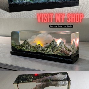 Mountains With Thunderstorm, Resin Diorama, Miniature Sculpture, Snowy ...