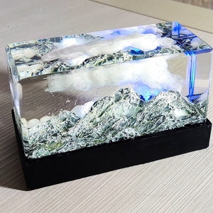 Mountains With Thunderstorm, Resin Diorama, Miniature Sculpture, Snowy ...