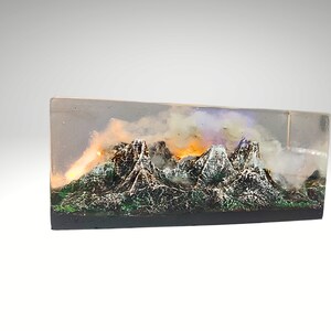 Resin Diorama, Miniature Landscape, Sunset Mountain, Hand-sculpted ...
