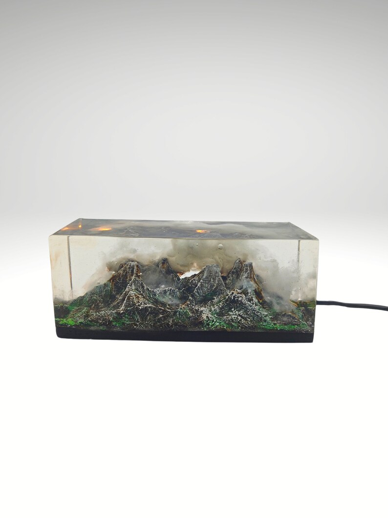 Resin Diorama, Miniature Landscape, Sunset Mountain, Hand-sculpted ...