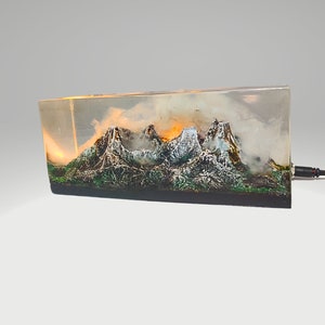 Resin Diorama, Miniature Landscape, Sunset Mountain, Hand-sculpted ...