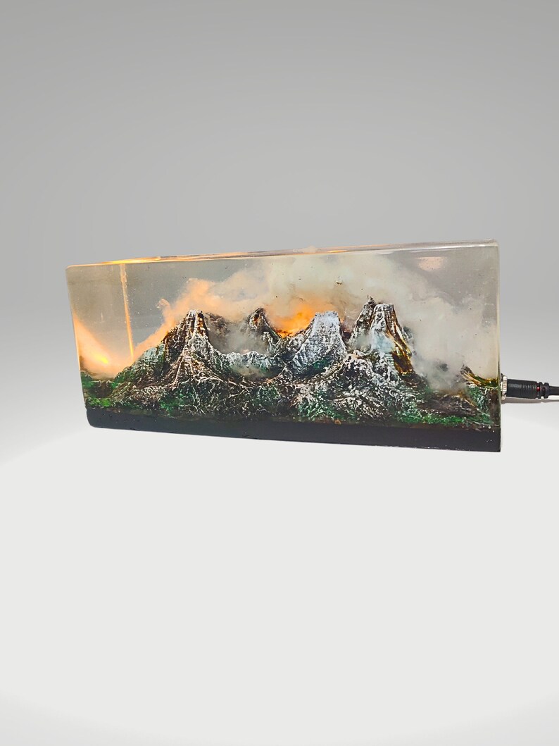 Resin Diorama, Miniature Landscape, Sunset Mountain, Hand-sculpted ...