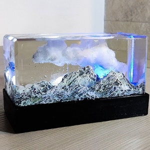 Mountains With Thunderstorm, Resin Diorama, Miniature Sculpture, Snowy ...