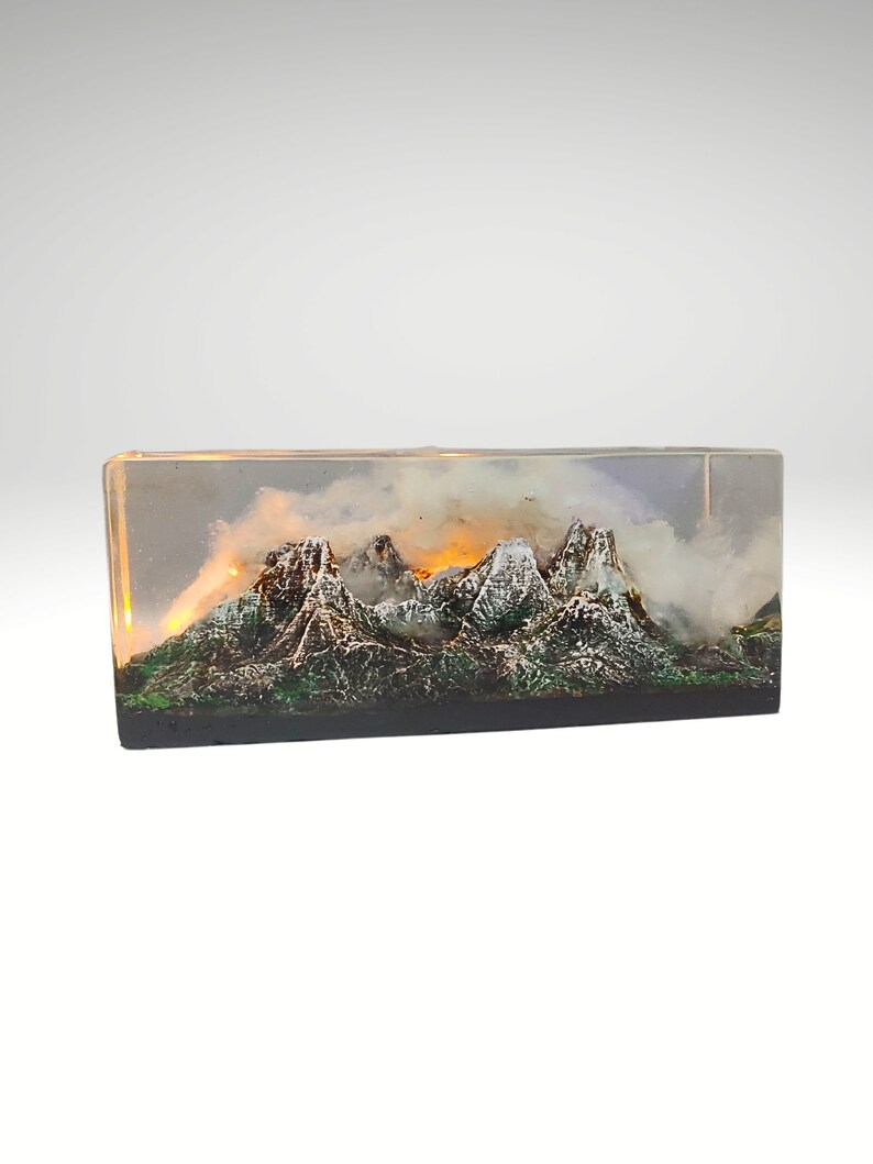 Resin Diorama, Miniature Landscape, Sunset Mountain, Hand-sculpted ...