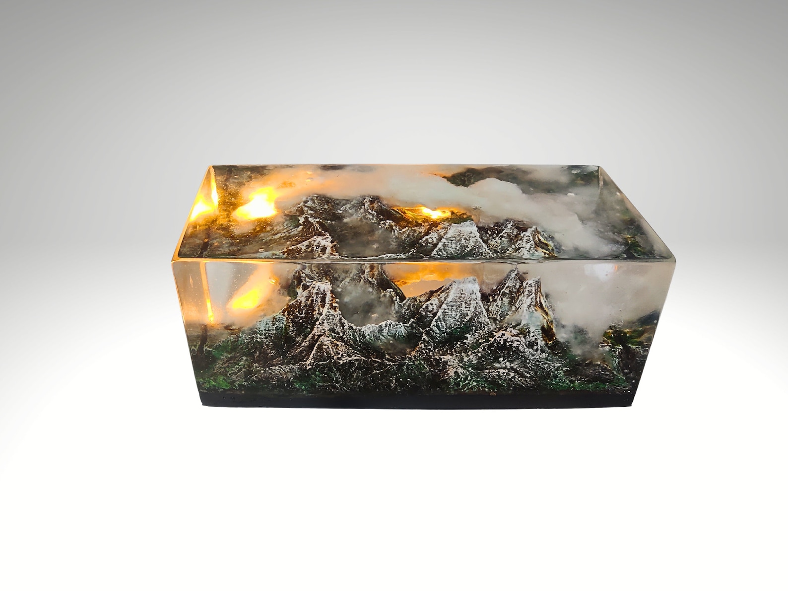 Resin Diorama, Miniature Landscape, Sunset Mountain, Hand-sculpted ...
