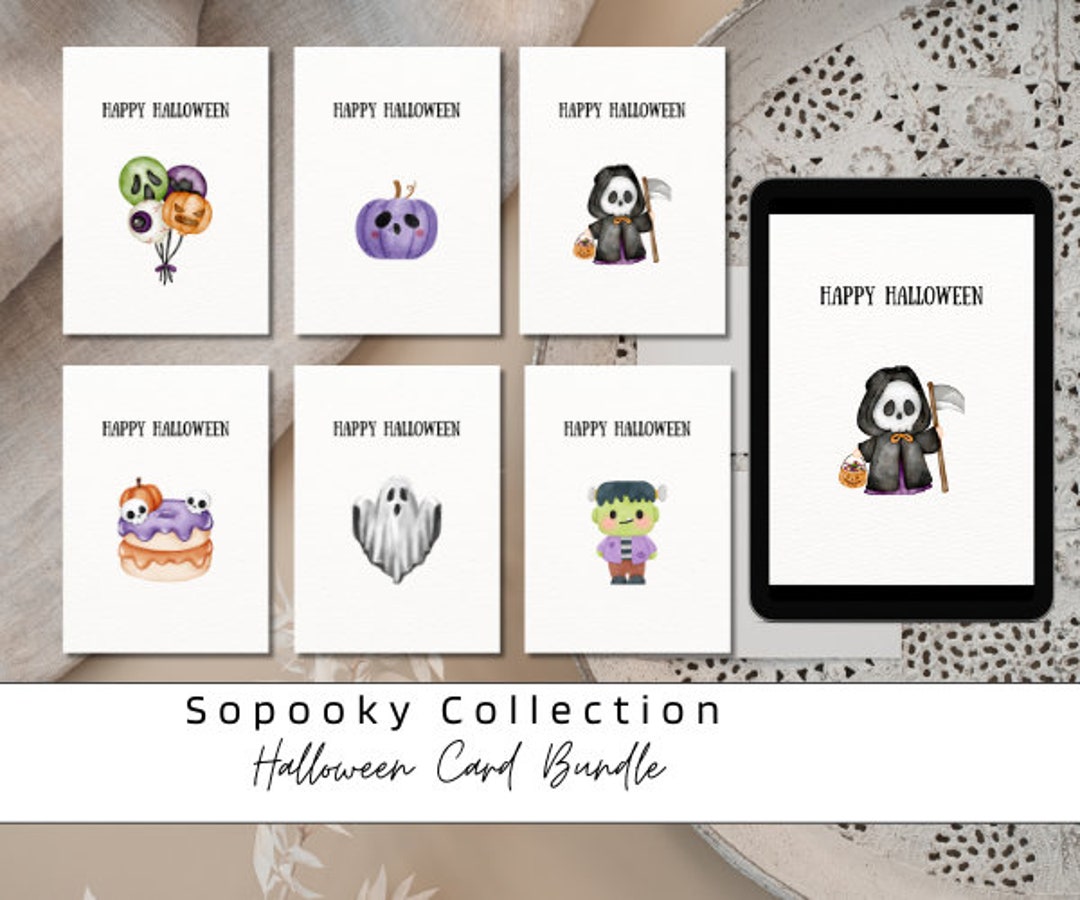 6 PRINTABLE Happy Halloween Cards Template Spooky Halloween Card ...