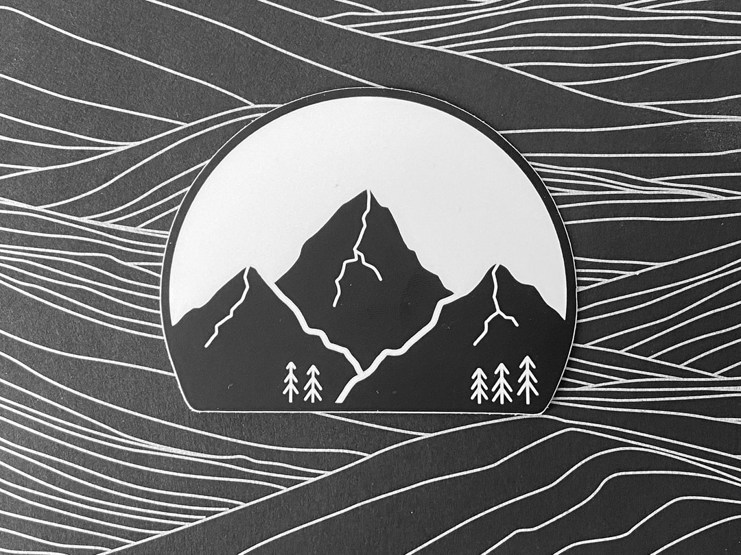 Minimal Inverted Mountain Vinyl Sticker Premium Waterproof Weatherproof ...