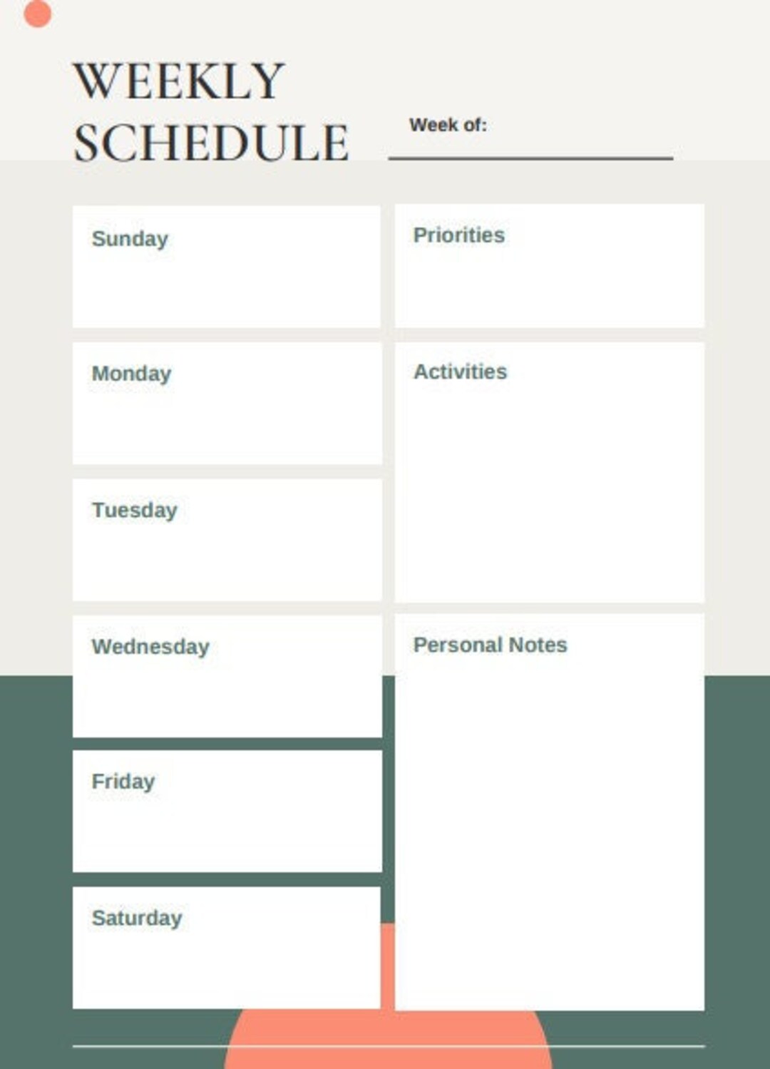 Weekly Planner Printable Landscape, Minimalist Weekly Schedule, Week at ...