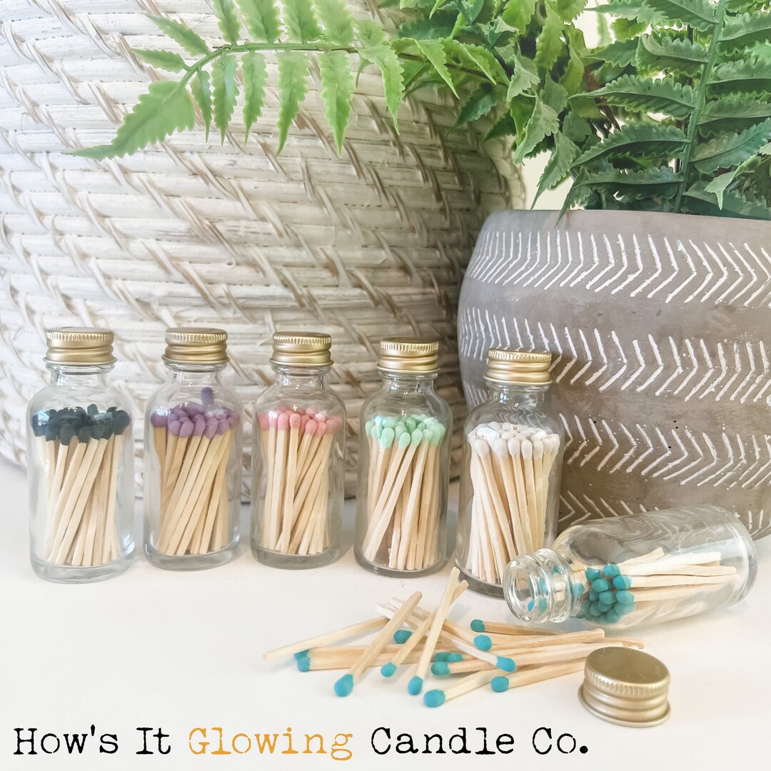 Wooden Safety Matches | Match Jars | Glass Bottle With Gold Metal Screw ...