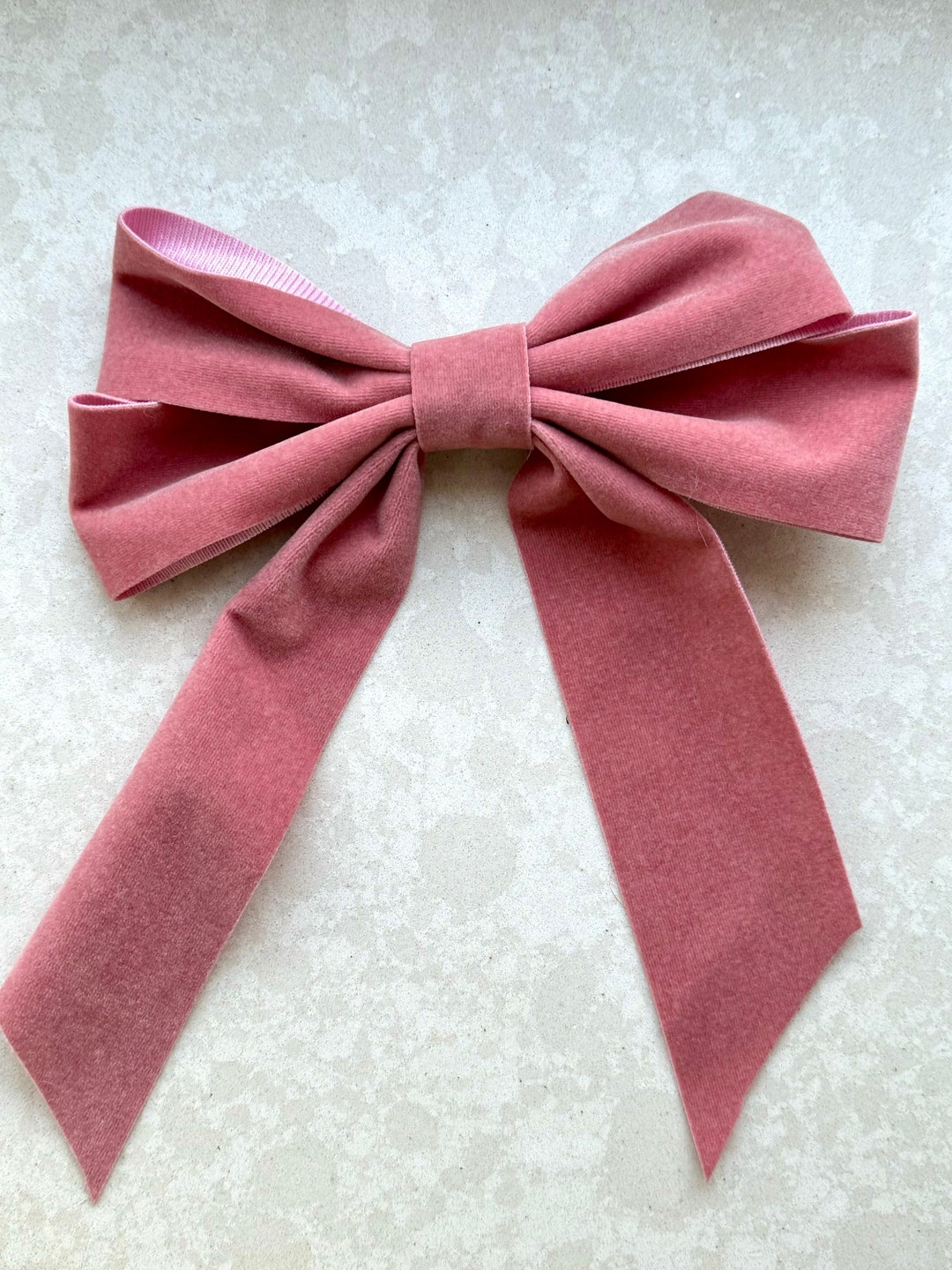 Pink Velvet Oversized Ribbon Bow Hair Clip - Etsy
